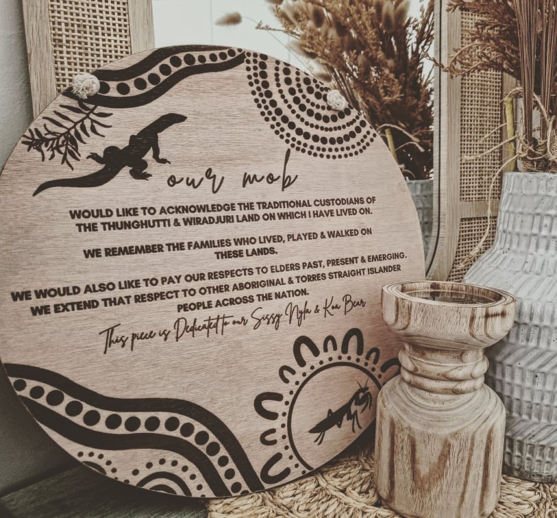CUSTOM Acknowledgement of Country sign – Marara Designs